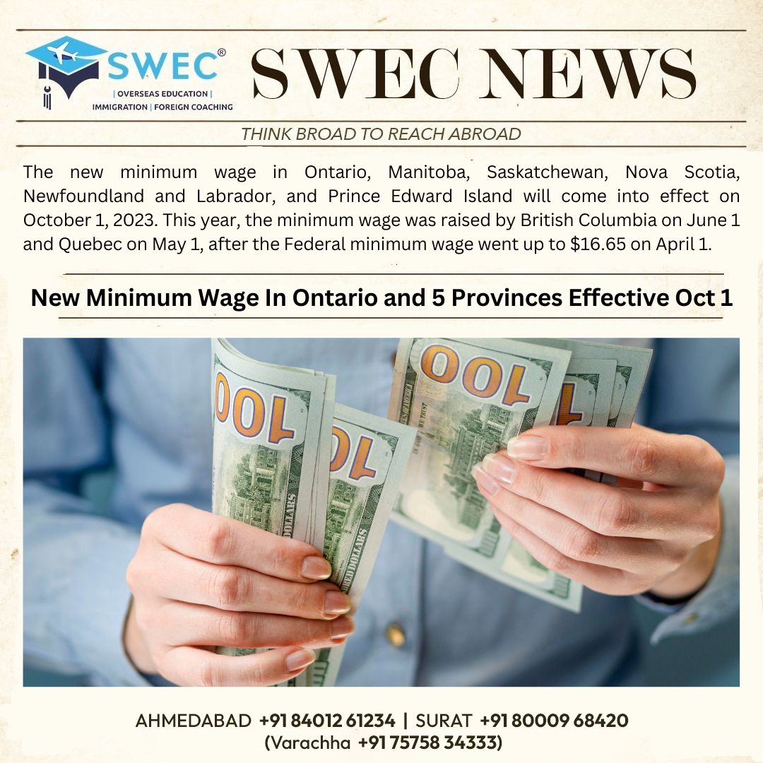 New Minimum Wage In Ontario and 5 Provinces Effective Oct 1 - SWEC ...