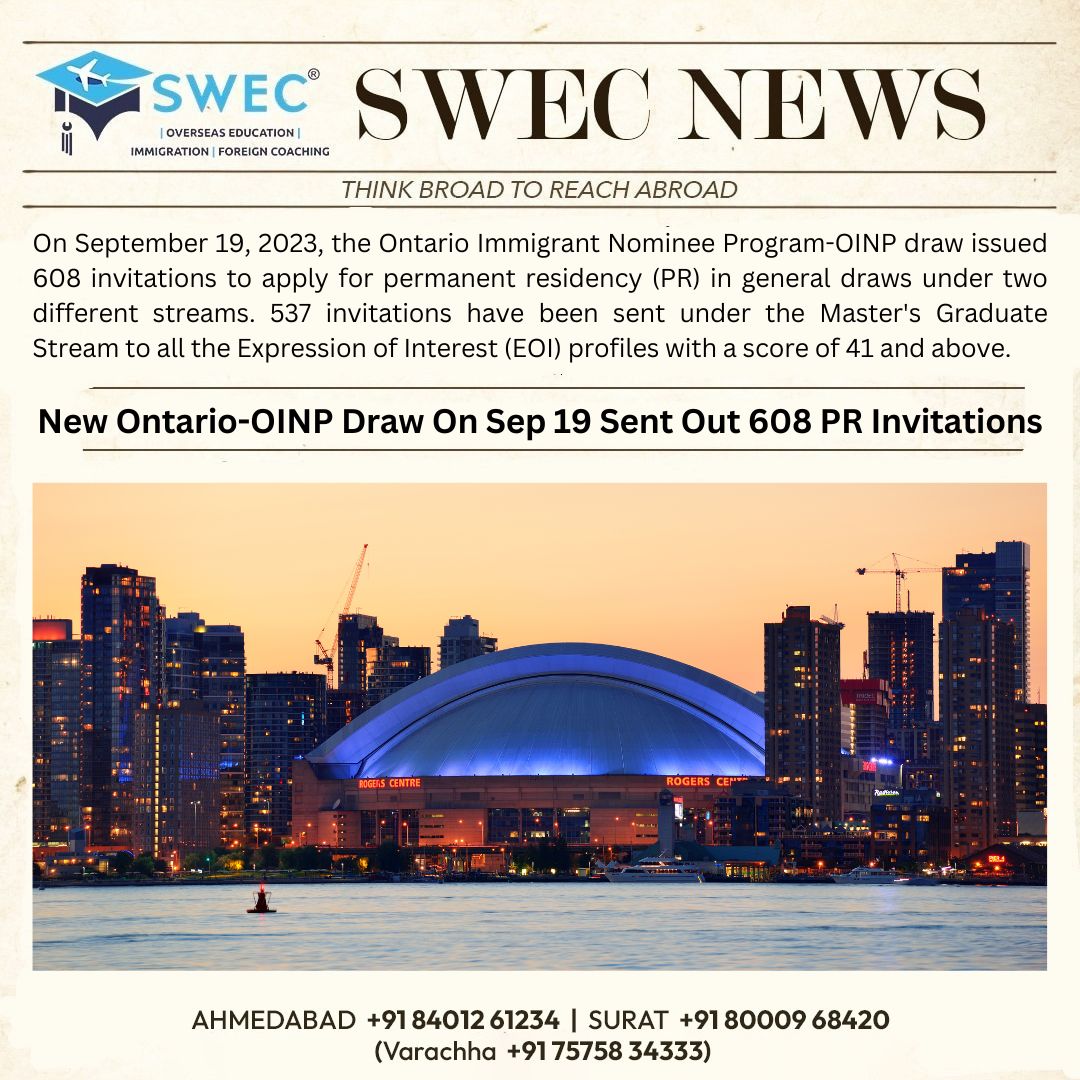 New Ontario-OINP Draw On Sep 19 Sent Out 608 PR Invitations - SWEC ...